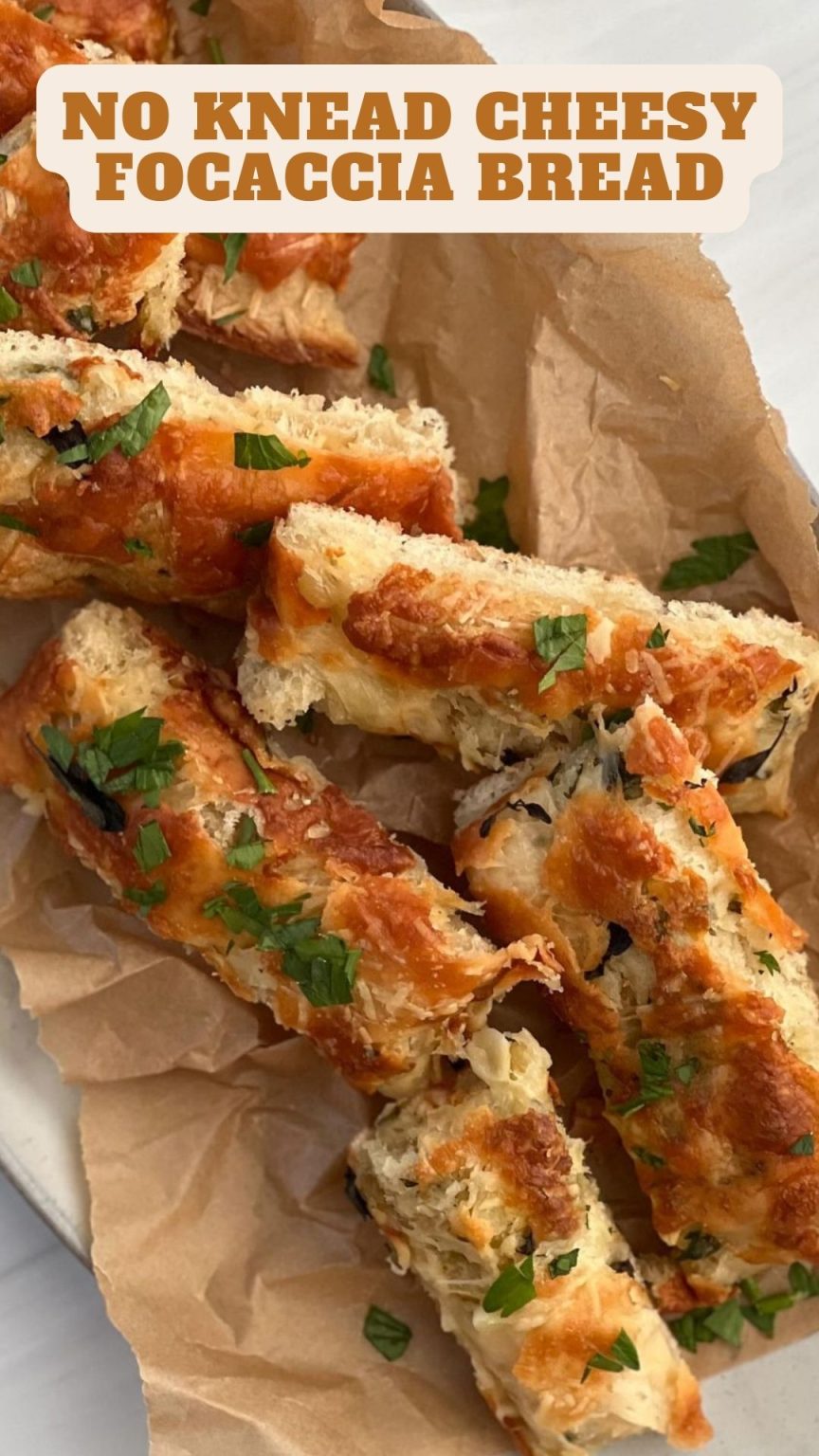 No Knead Cheesy Focaccia Bread - 9am Chef