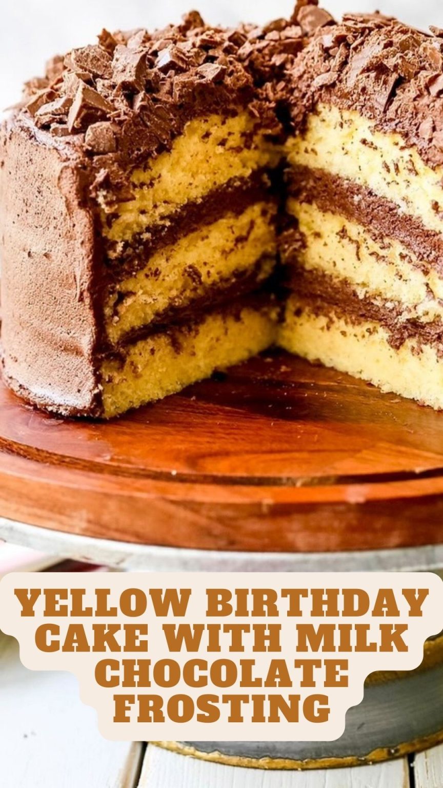 Yellow Birthday Cake with Milk Chocolate Frosting - 9am Chef