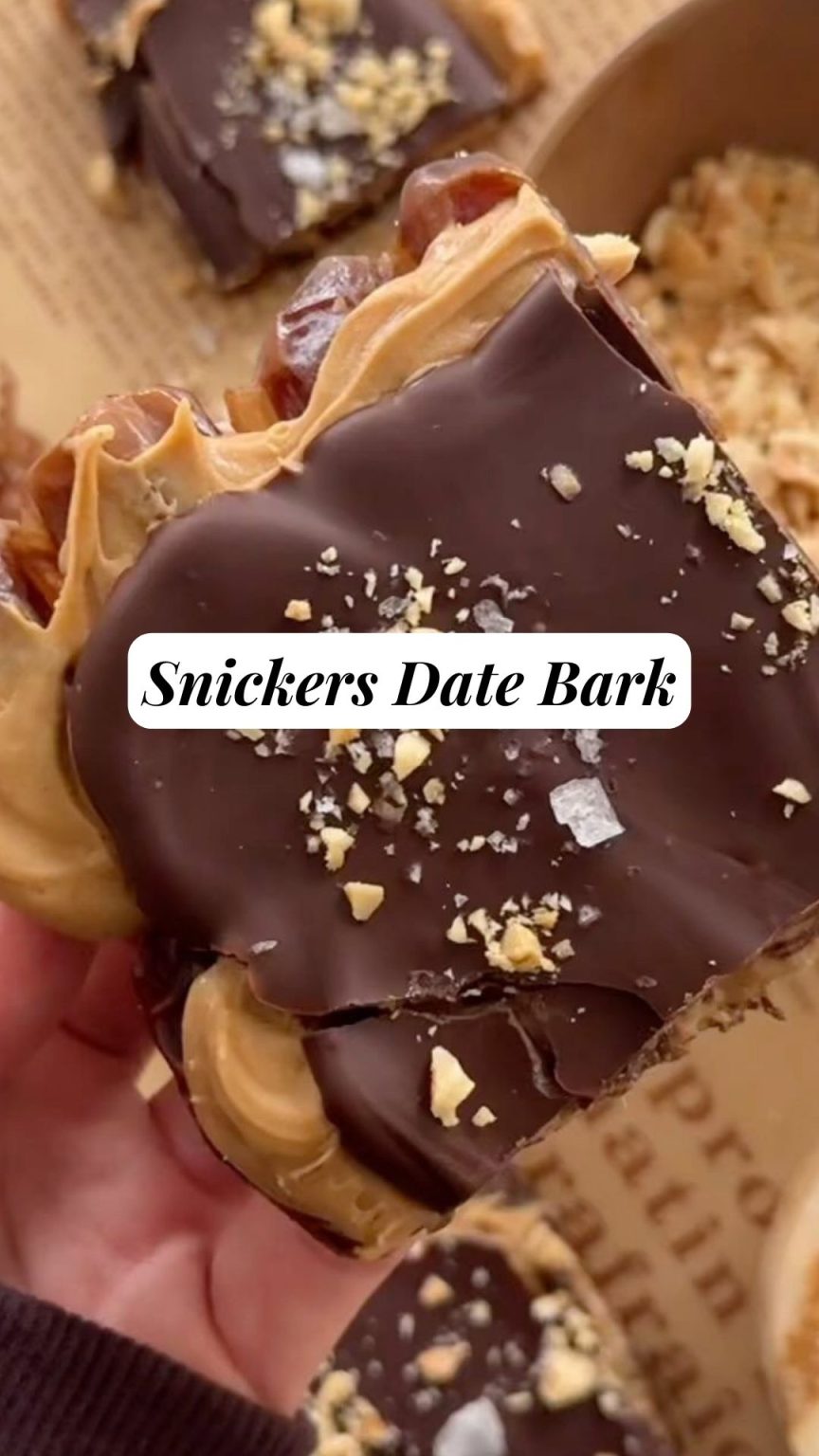 Snickers Date Bark - 9am Chef