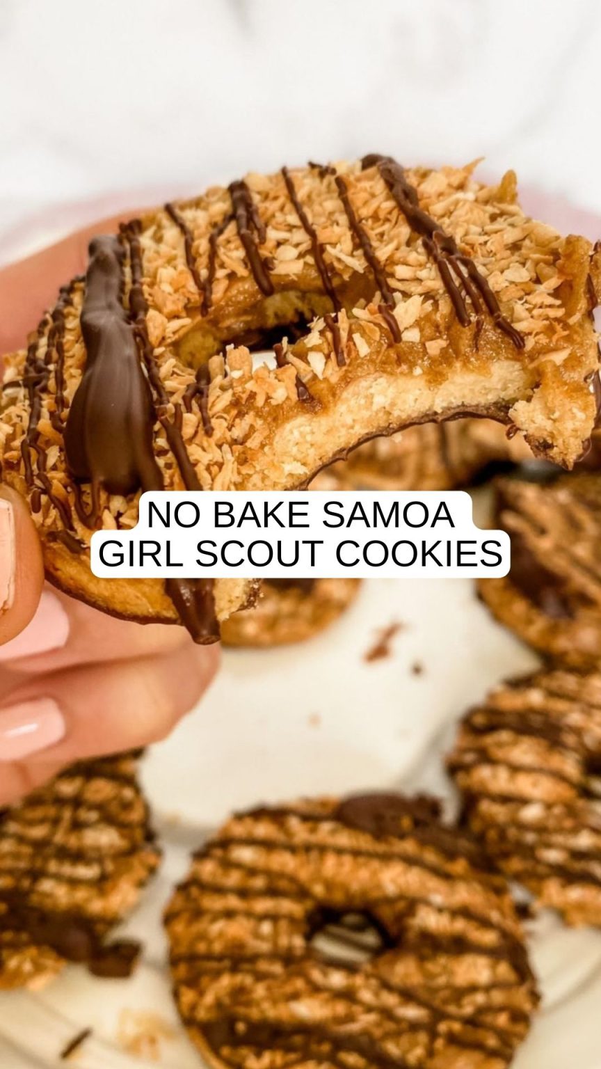 No Bake Samoa Girl Scout Cookies - 9am Chef