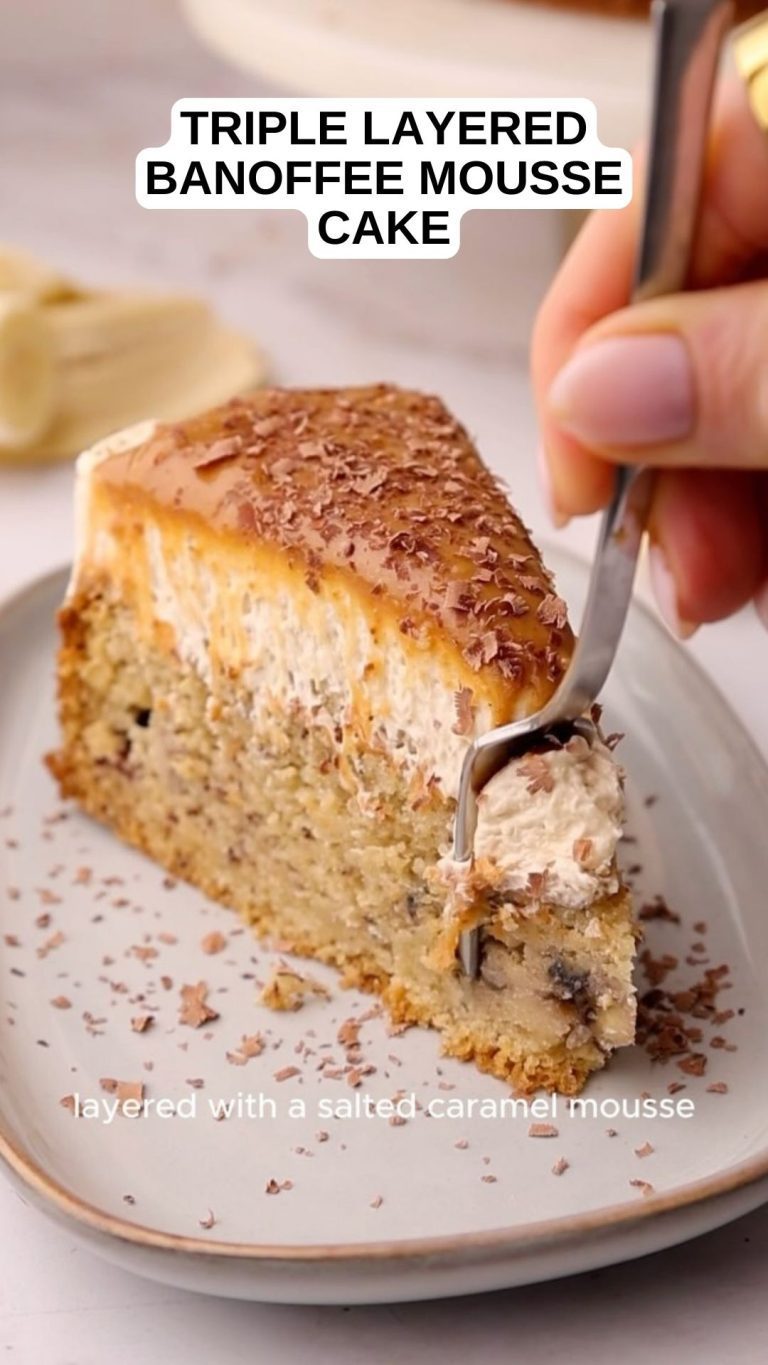 Triple Layered Banoffee Mousse Cake - 9am Chef