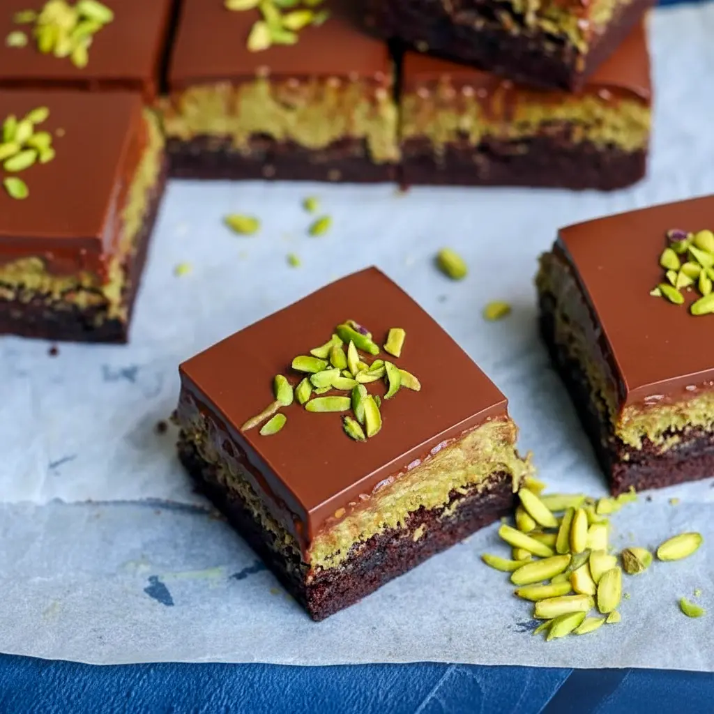 A Jaw-Dropping Chocolate Pistachio Dessert - Pistachio Kunafa Brownies