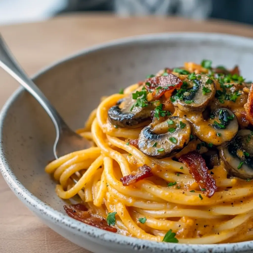 Easy Fall Spaghetti Recipes - Pumpkin & Mushroom Spaghetti with Crispy ...