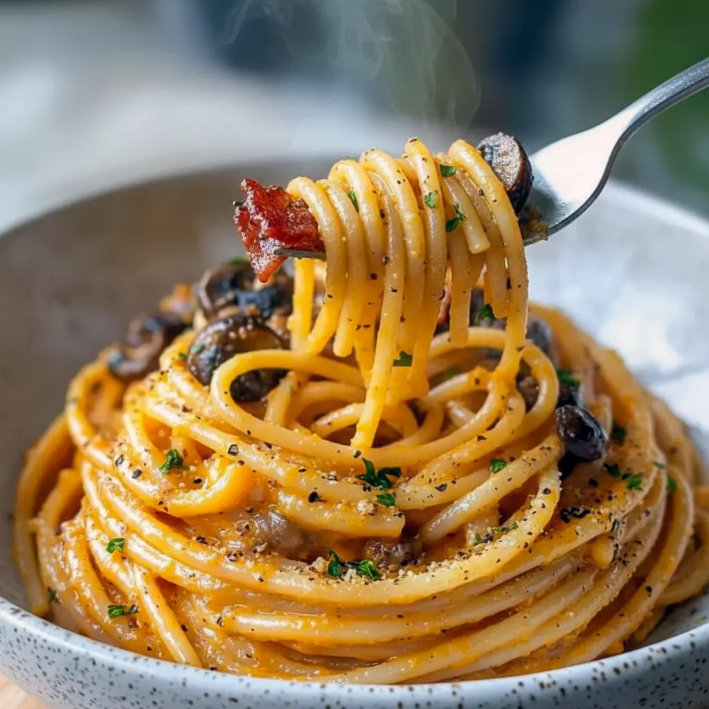 Easy Fall Spaghetti Recipes - Pumpkin & Mushroom Spaghetti with Crispy ...