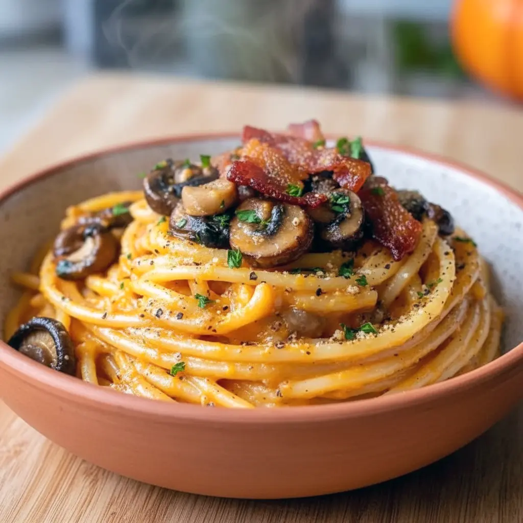 Easy Fall Spaghetti Recipes - Pumpkin & Mushroom Spaghetti with Crispy ...