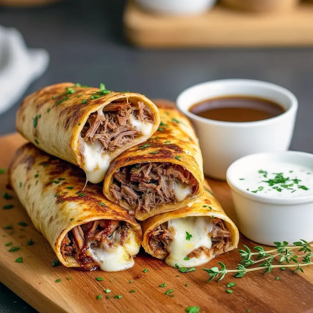 Ultimate French Dip Tortilla Roll Ups — Roll Ups Tortilla Crowd-Pleaser ...