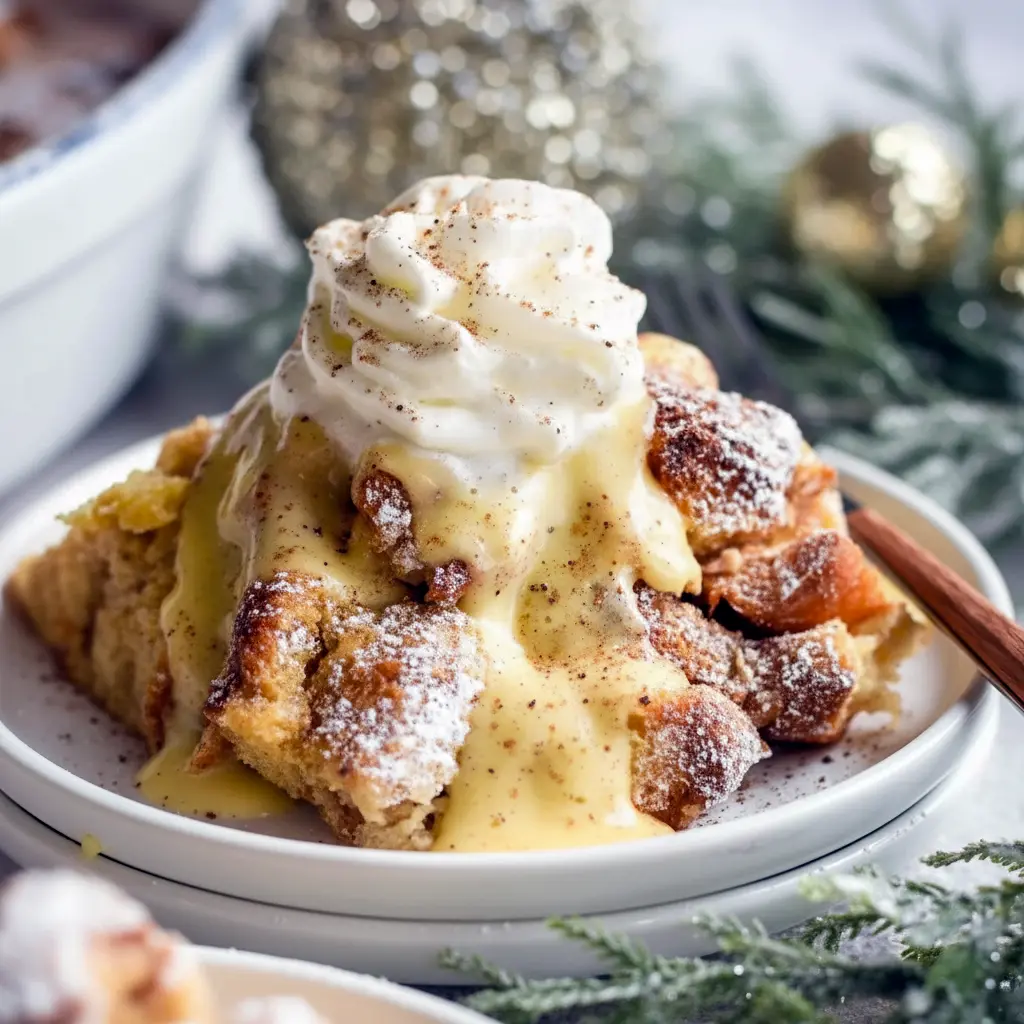 Ultimate Holiday Bread Pudding - Cozy Winter Bread Pudding with Eggnog
