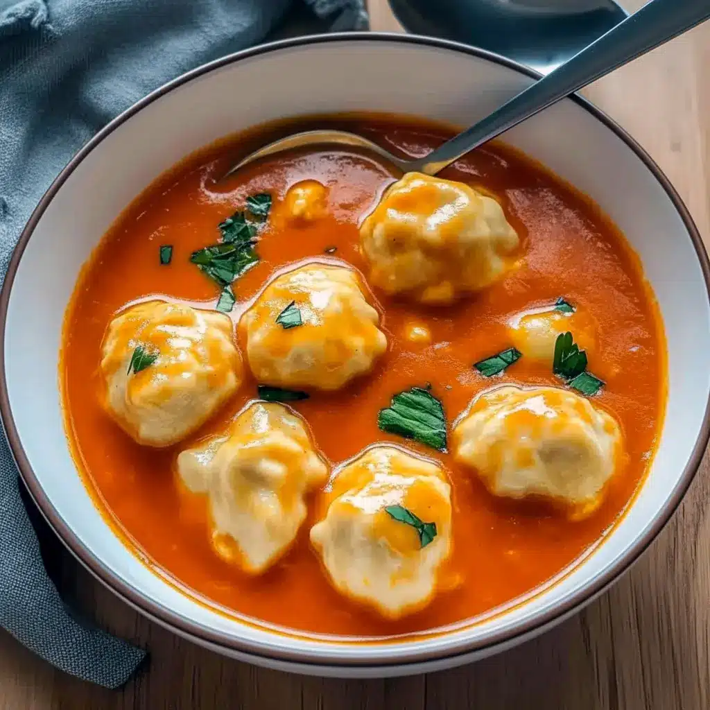 Easy Soups for Busy Days - Tomato Soup with Cheese Dumplings
