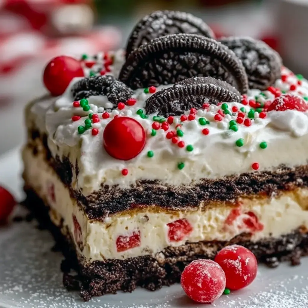 Easy Festive Christmas Desserts - Simple No-Bake Christmas Oreo Lasagna