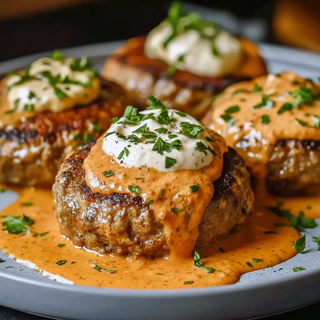 Best Keto Burgers — Feta-Stuffed Patties with Tomato Cream Sauce - 9am Chef