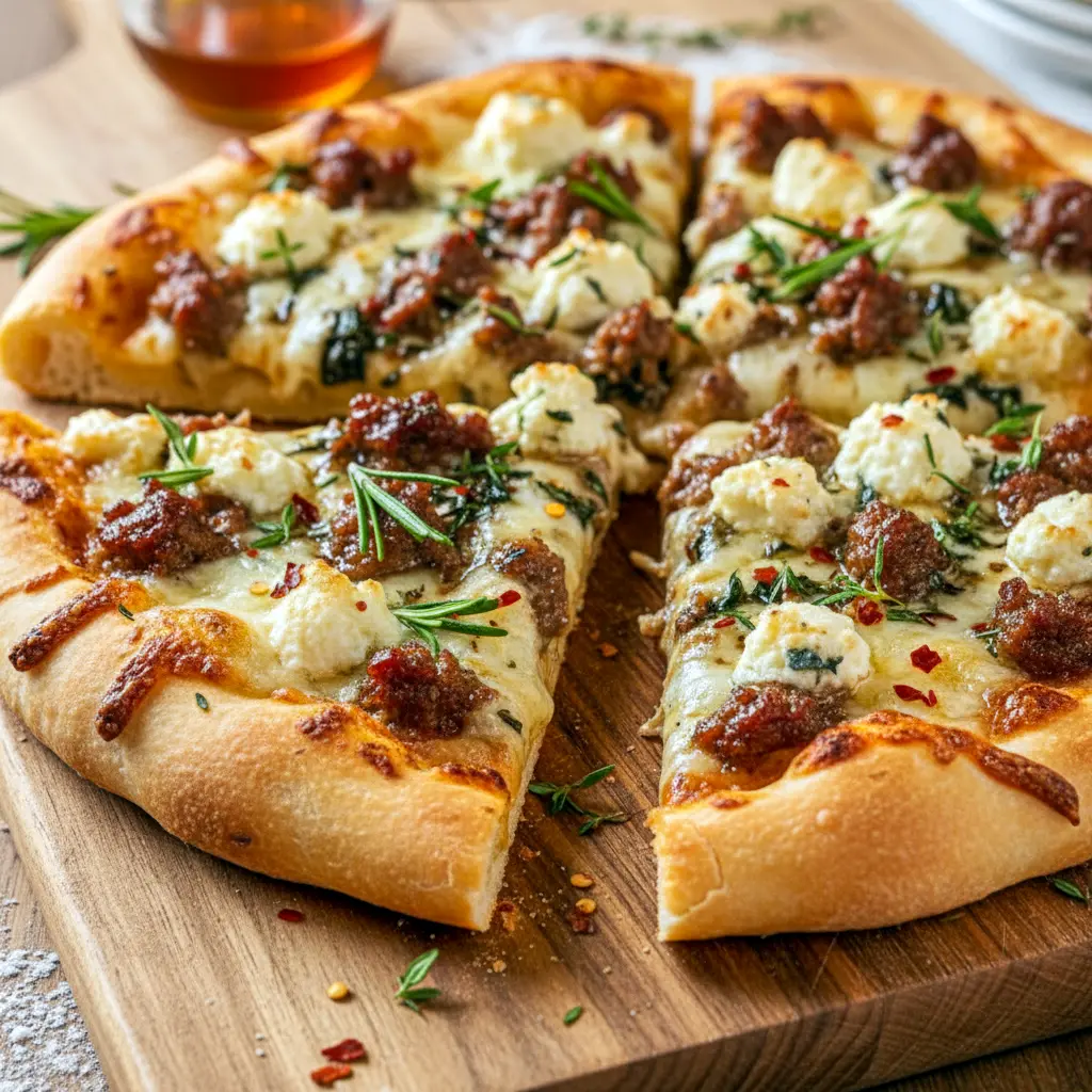 Simple Homemade Pizza Recipe — Easy Sausage Ricotta Honey Hot Pizza 9am ...