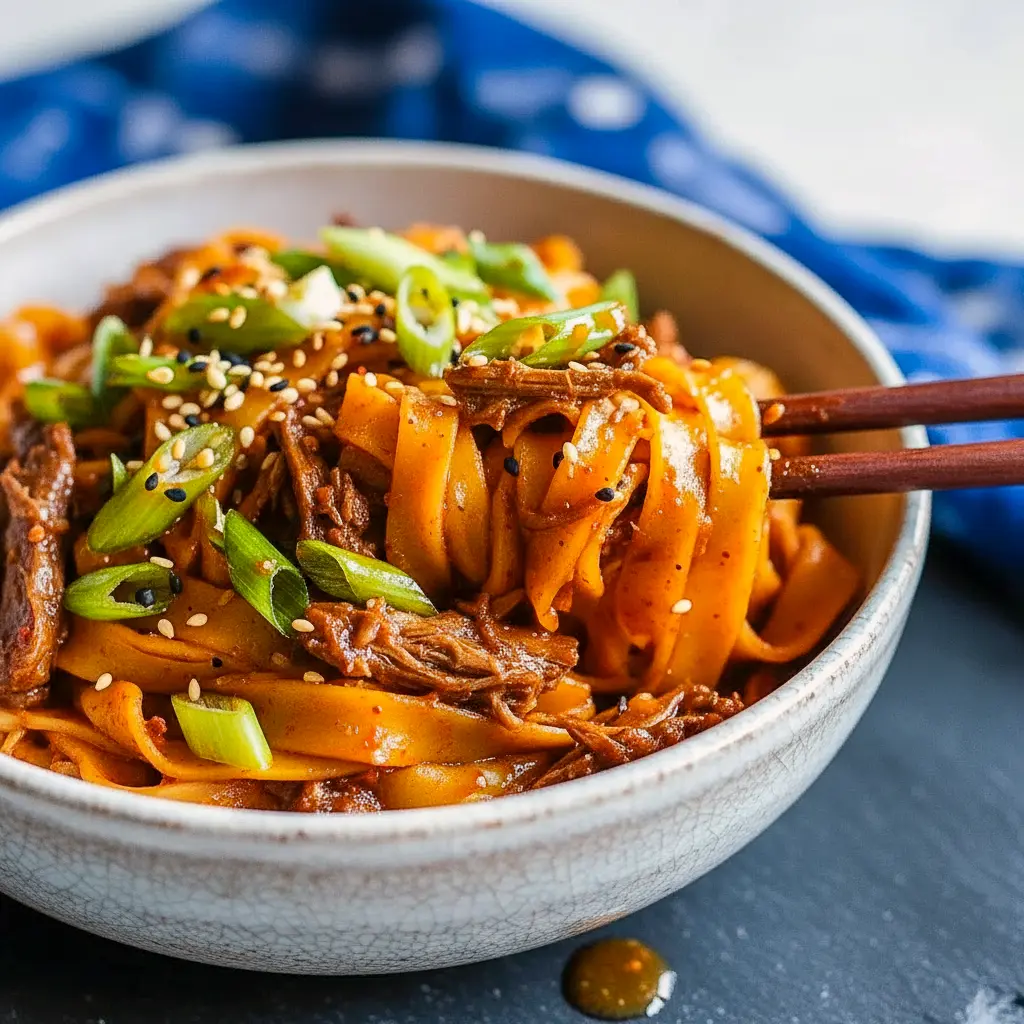 Easy Slow Cooker Korean Beef Noodles Recipe — Simple, Spicy, Satisfying ...