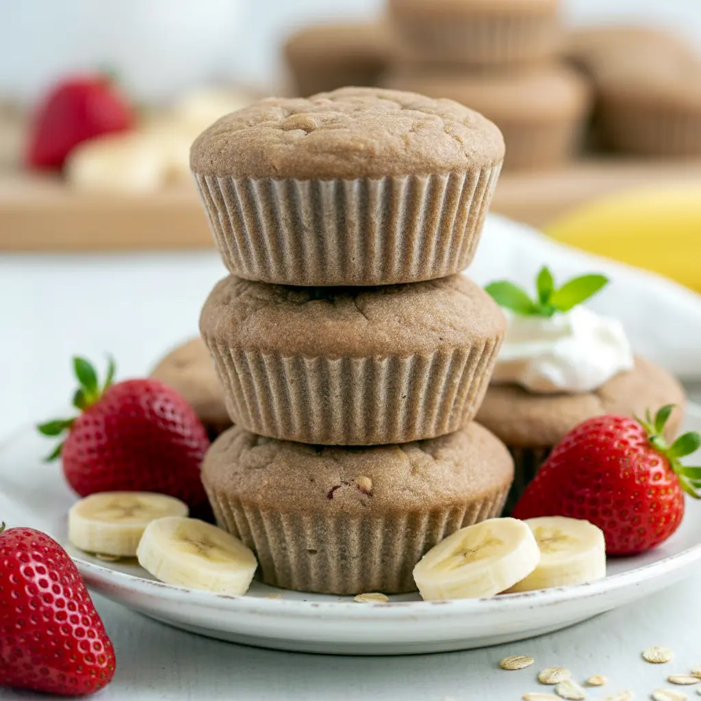 Easy Strawberry Banana Blender Muffins — Healthy Blender Muffins - 9am Chef