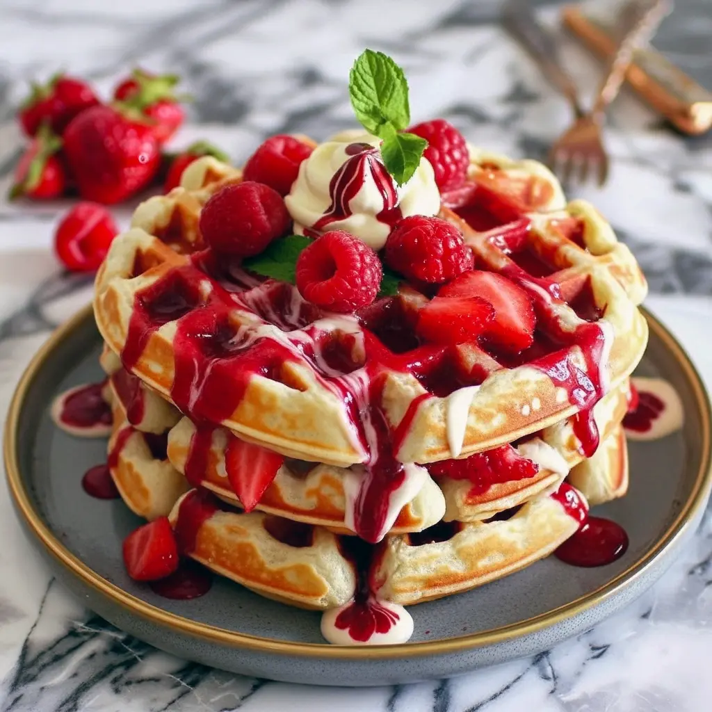 Festive Red Velvet Marble Waffles — Fun Waffle Recipes - 9am Chef
