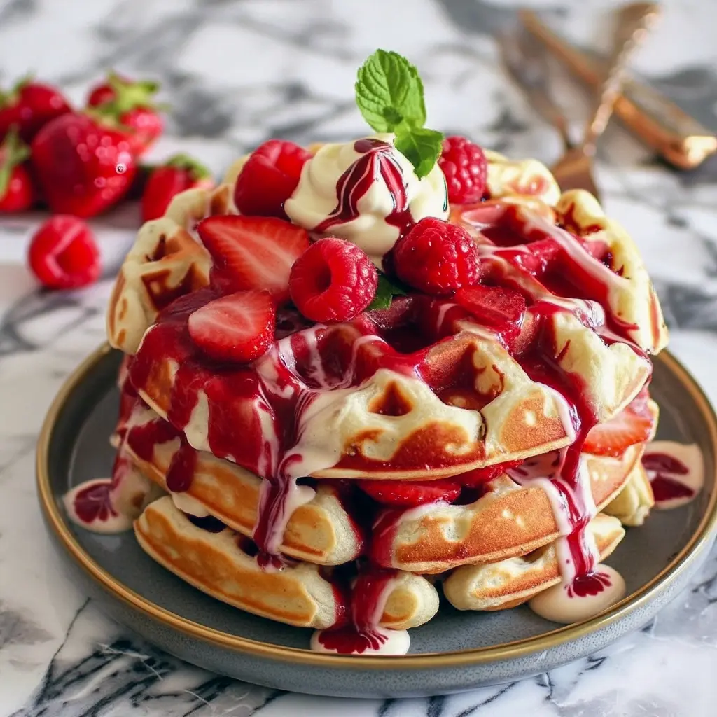 Fun Waffle Recipes — Festive Red Velvet Marble Waffles 9am Chef